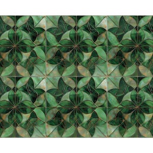 Dark Green Patterned Ceramic Tile Green Kitchen Backsplash Tile Green ...