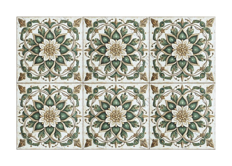 Green Ceramic Tile Vintage Design Tile - Unique Green Kitchen ...