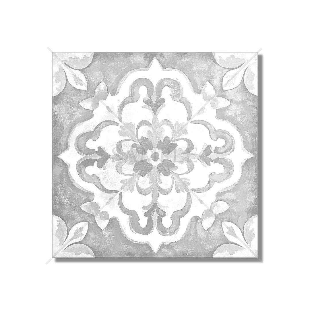 Ceramic Tile Gray and White Patterned Vintage Design Grey Ceramic Tile ...