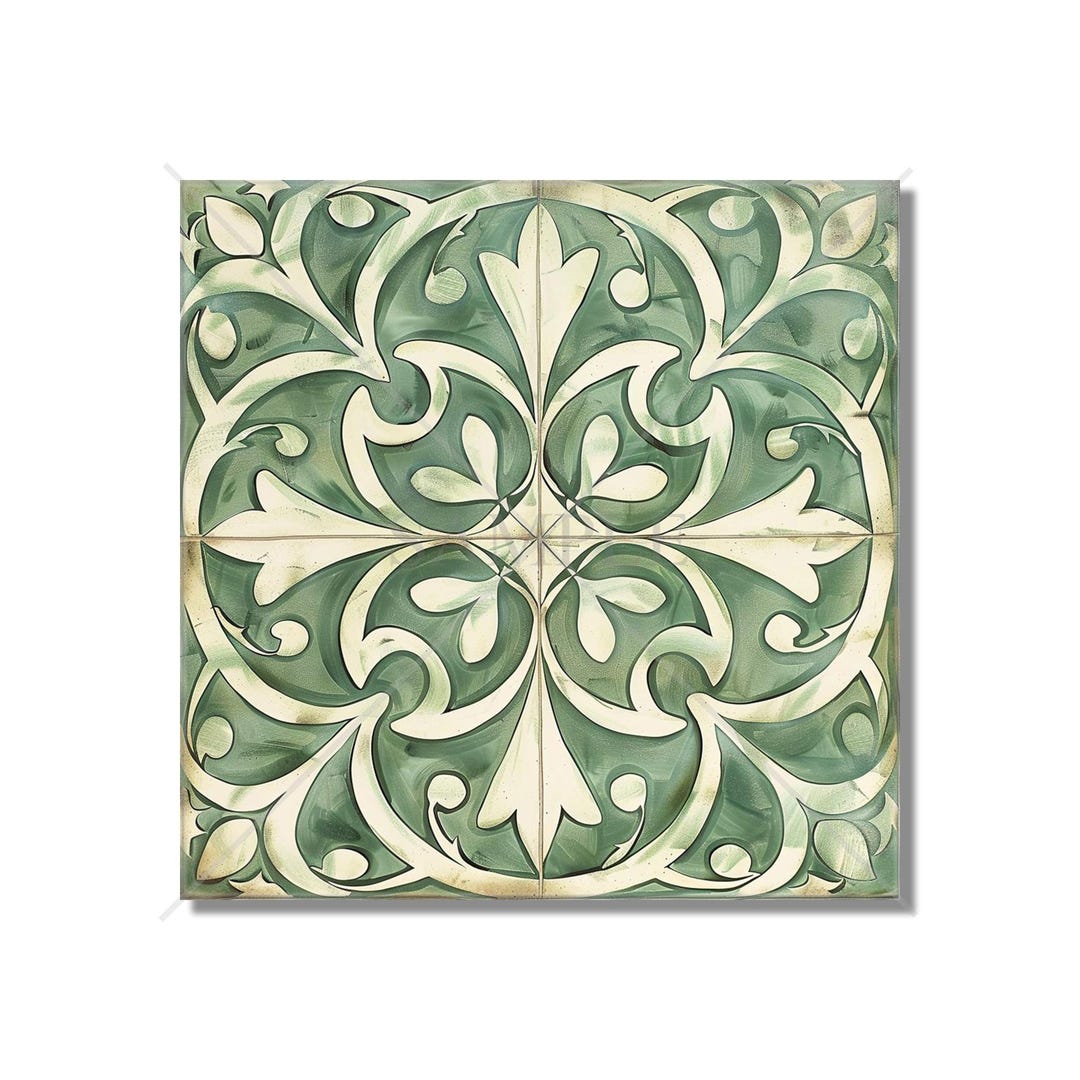Sage Green Ceramic Tile - Patterned Kitchen Backsplash Tile - Vintage ...