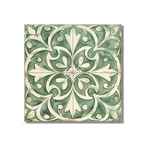 Sage Green Ceramic Tile - Patterned Kitchen Backsplash Tile - Vintage ...