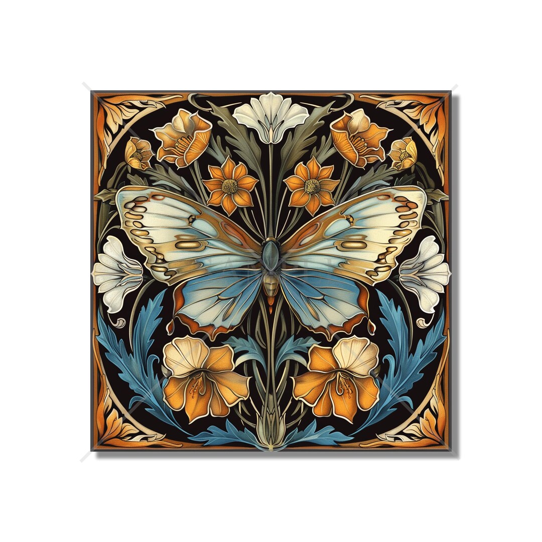 Floral Butterfly Design Ceramic Tile - Kitchen Backsplash Tile ...