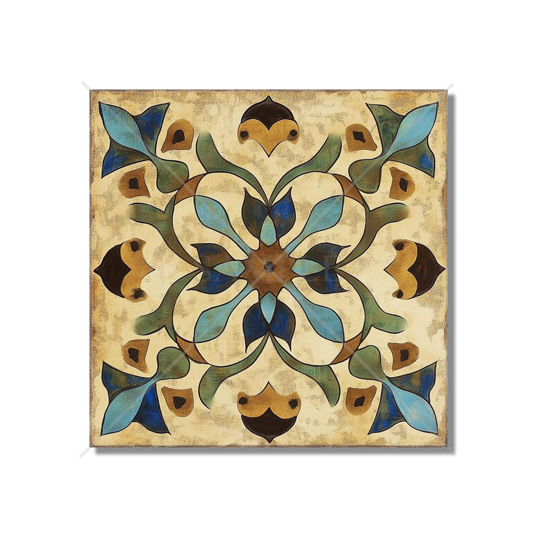 Tan Blue Ceramic Tile - Kitchen Tile - Unique Backsplash Tile ...