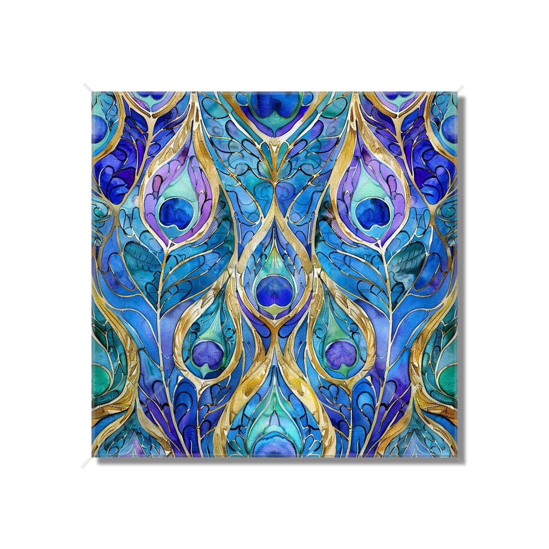 Blue Purple Peacock Design Ceramic Tile - Peacock Feather Tile Unique ...