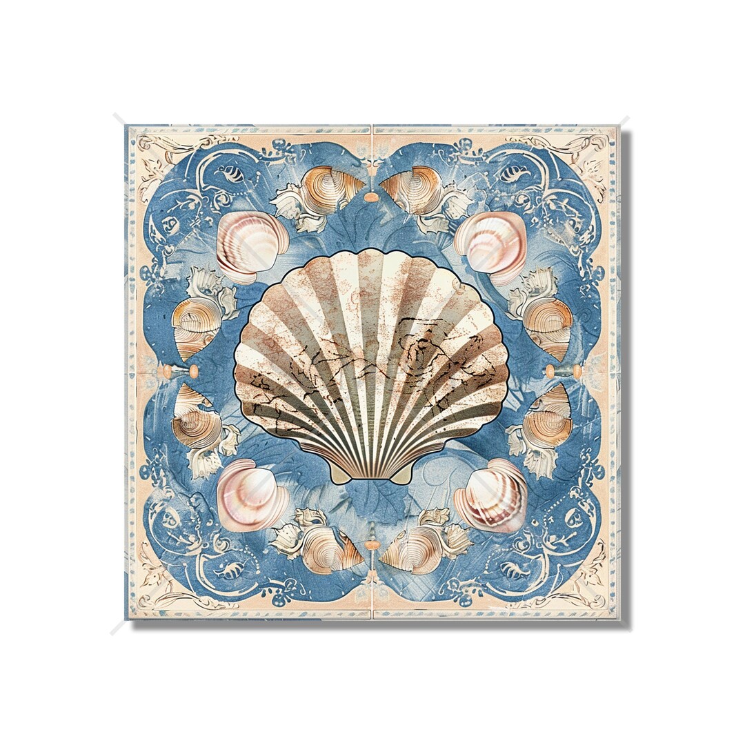 Beach Shell Design Ceramic Tile - Beach Kitchen Backsplash Tile - Beach ...