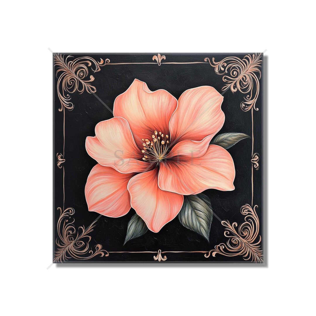 Ceramic Flower Accent Tiles Pink Floral Kitchen Backsplash Tile ...