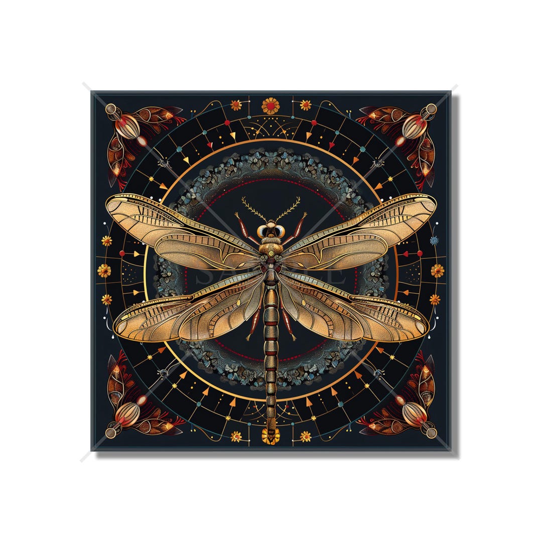 Black Brown Dragonfly Design Ceramic Accent Tile - Kitchen Accent Tile ...