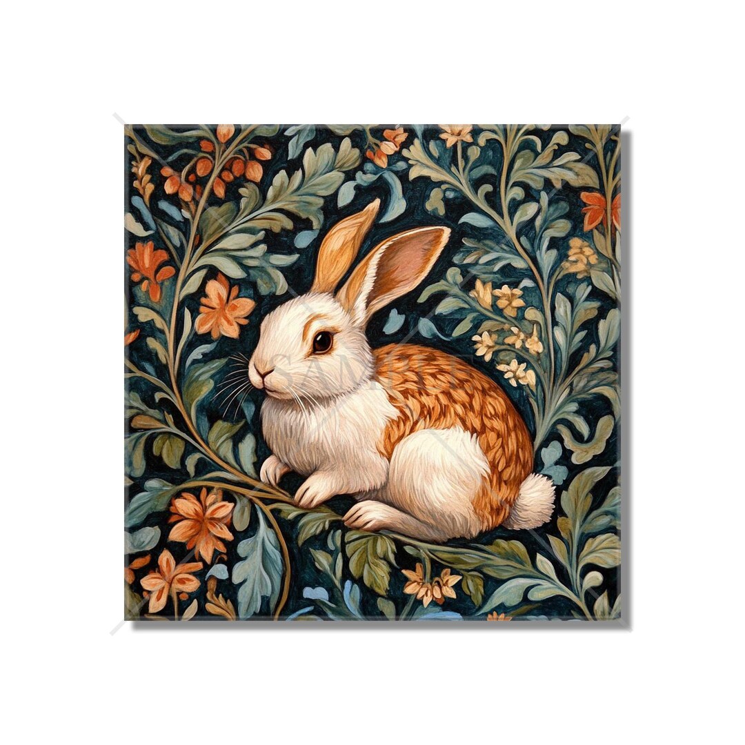 William Morris Vintage Woodland Rabbit Ceramic Tile Decorative Rabbit ...
