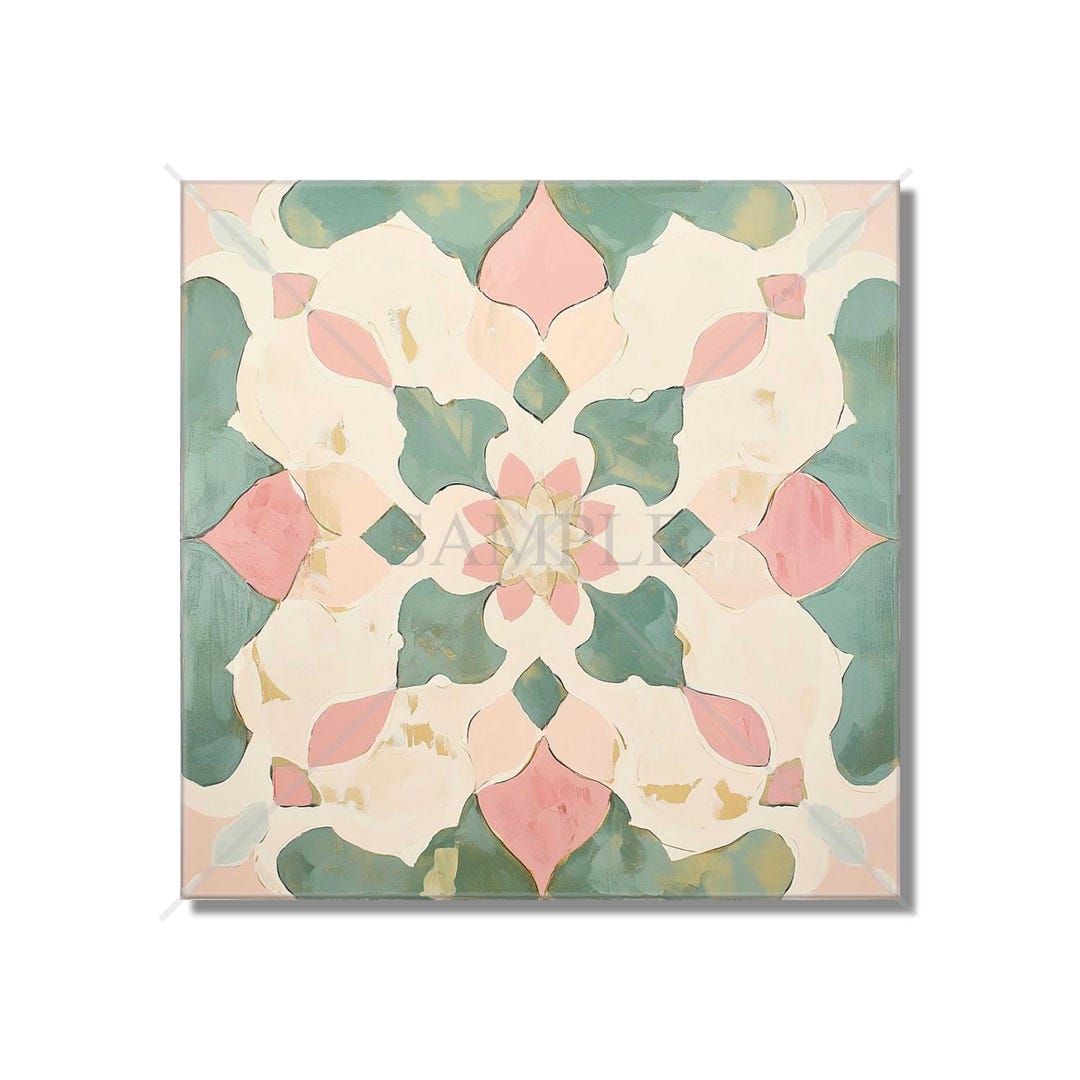 Pink and Green Vintage Design Ceramic Tile - Kitchen Backsplash Tile ...