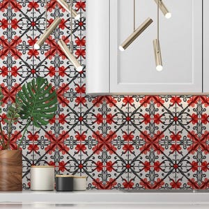Red Black Decorative Ceramic Tile Unique Red Kitchen Backsplash Tile ...
