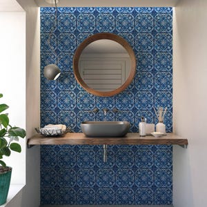 Azure Blue Patterned Ceramic Tile - Unique Blue Kitchen Backsplash Tile ...