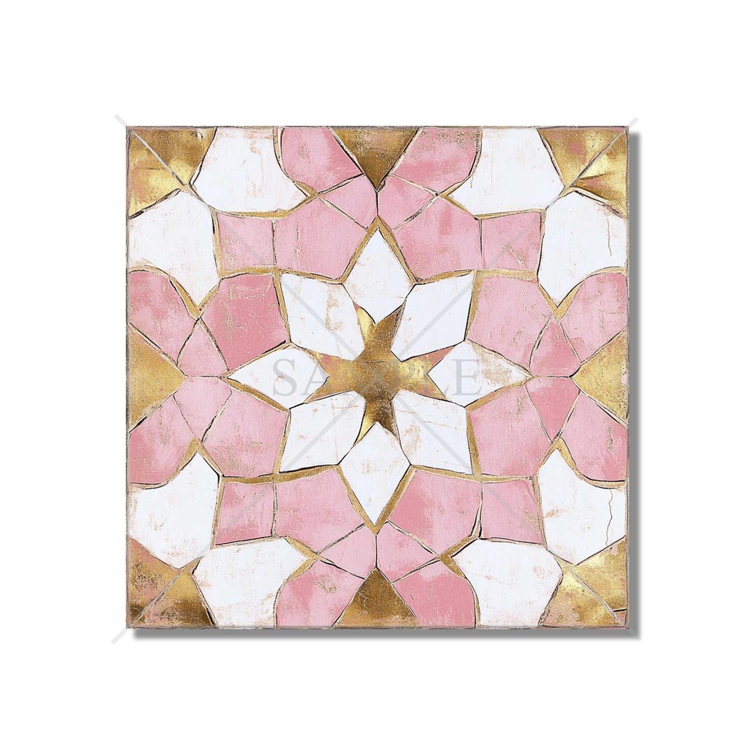 Pink Geometric Ceramic Tile Pink and White Kitchen Backsplash Tile ...
