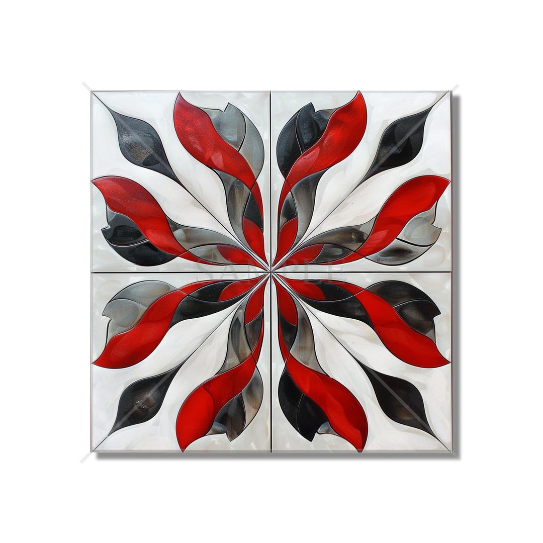 Red Black Grey Ceramic Tile - Unique Red Kitchen Backsplash Tile ...