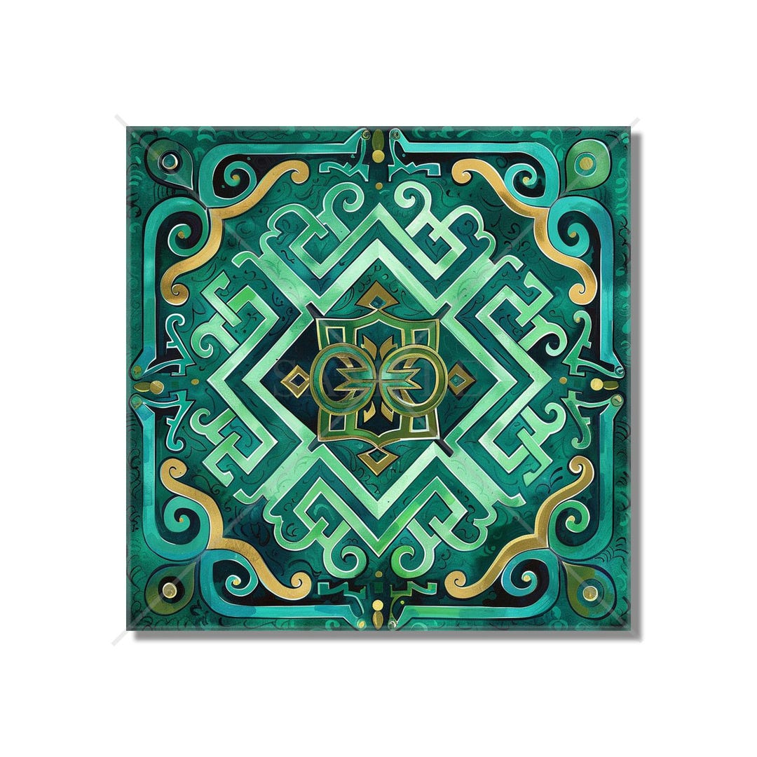 Blue Green Ceramic Tile Labyrinth Design Tile - Unique Kitchen ...