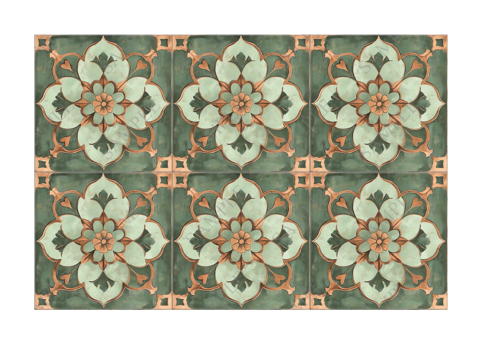 Aged Green Copper Ceramic Tile - Vintage Aged Design Tile - Unique ...