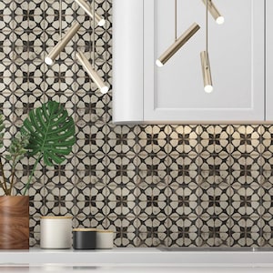 Rustic Black and off White Ceramic Tile - Patterned Ceramic Tile ...