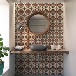 Mid-century Modern Design Tile Rust Copper Black Kitchen Backsplash ...
