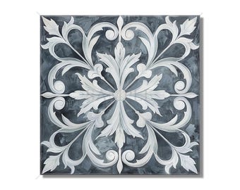 Navy Blue Grey Ceramic Tile Vintage Moroccan Tile Design Kitchen ...