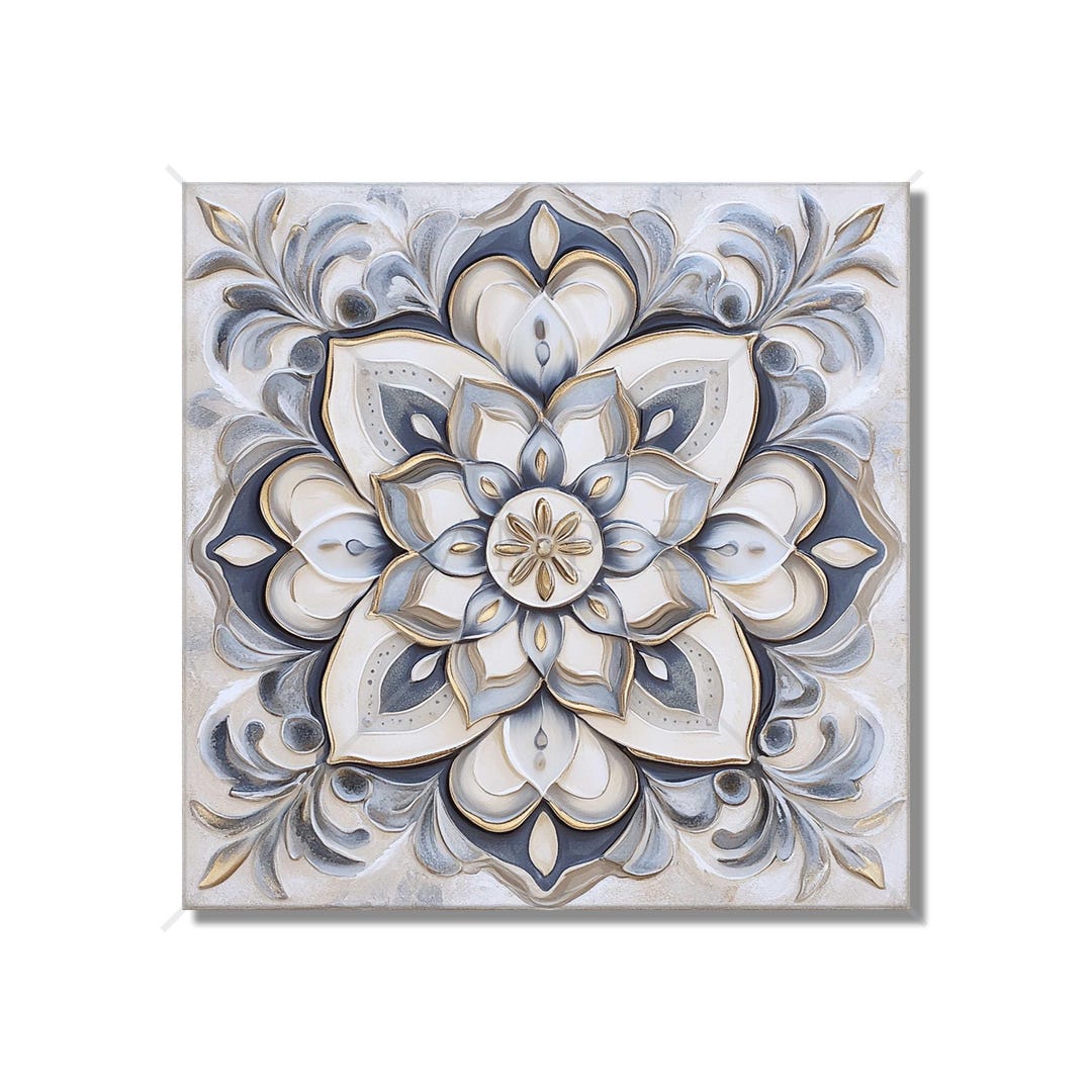Ceramic Tile Blue Grey Patterned Vintage Design Kitchen Backsplash ...