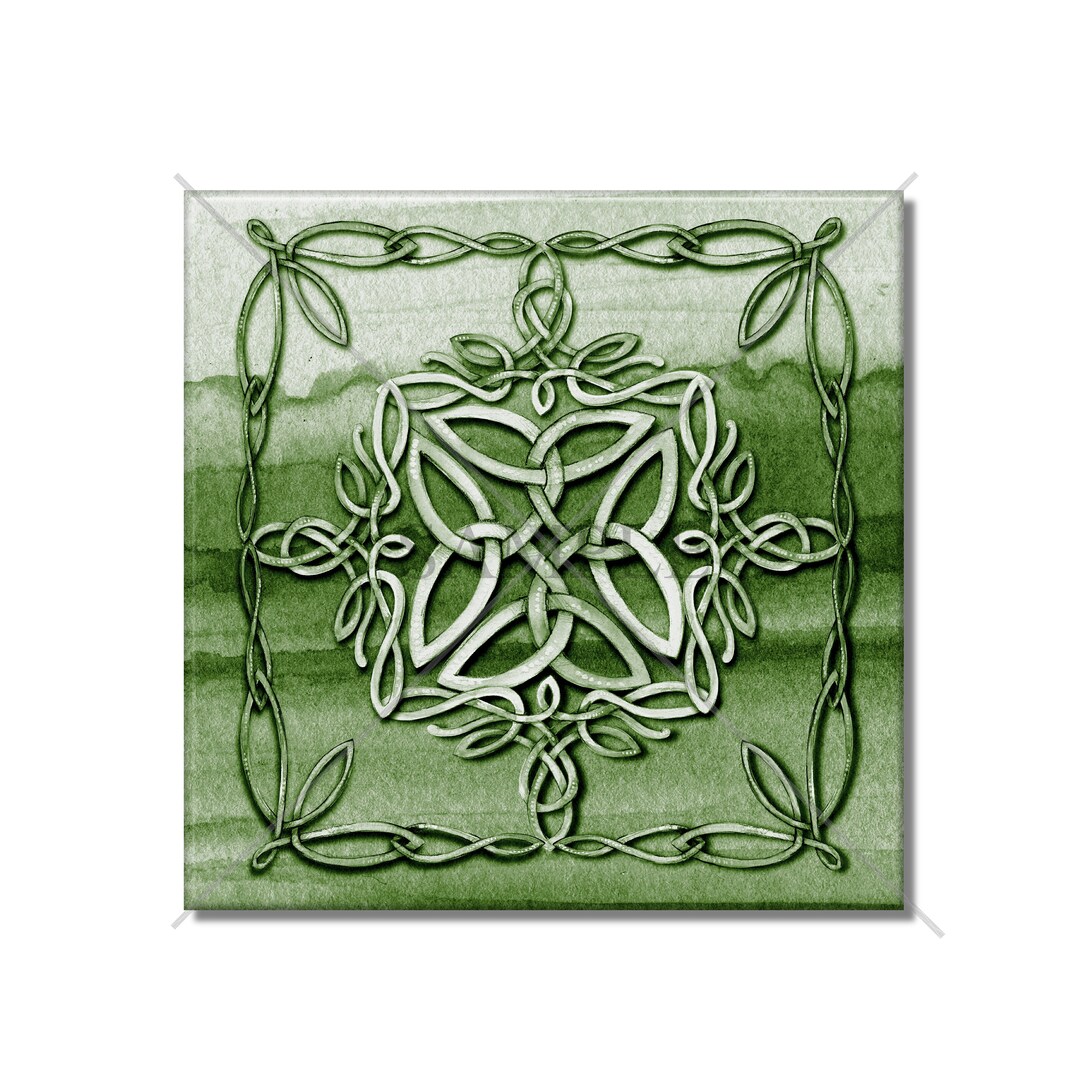 Green Ceramic Tile - Celtic Knot Design Ceramic Tile - Green Kitchen ...