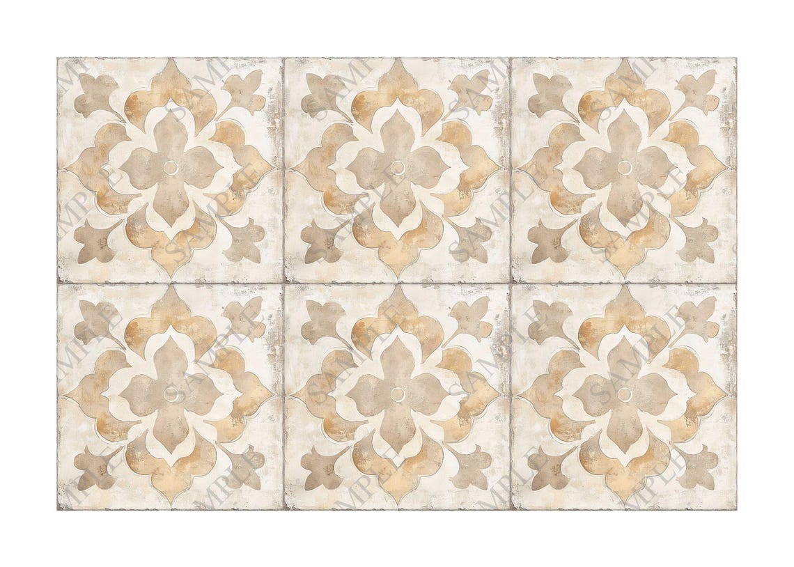 Neutral Tones Vintage European Design Ceramic Tiles Patterned Kitchen ...