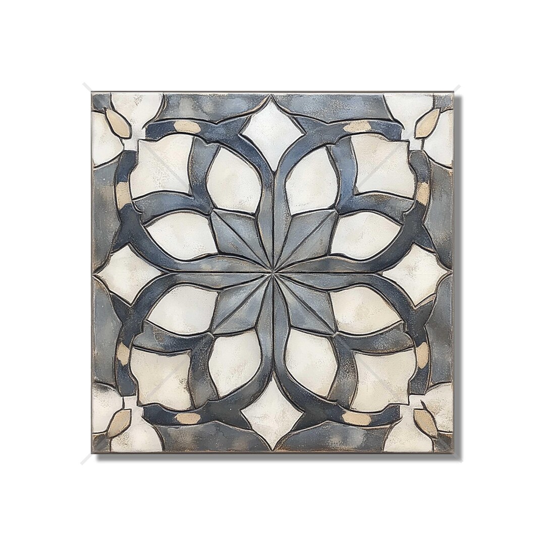 Ceramic Tile Blue Gray Antique White Patterned Vintage Design Kitchen ...