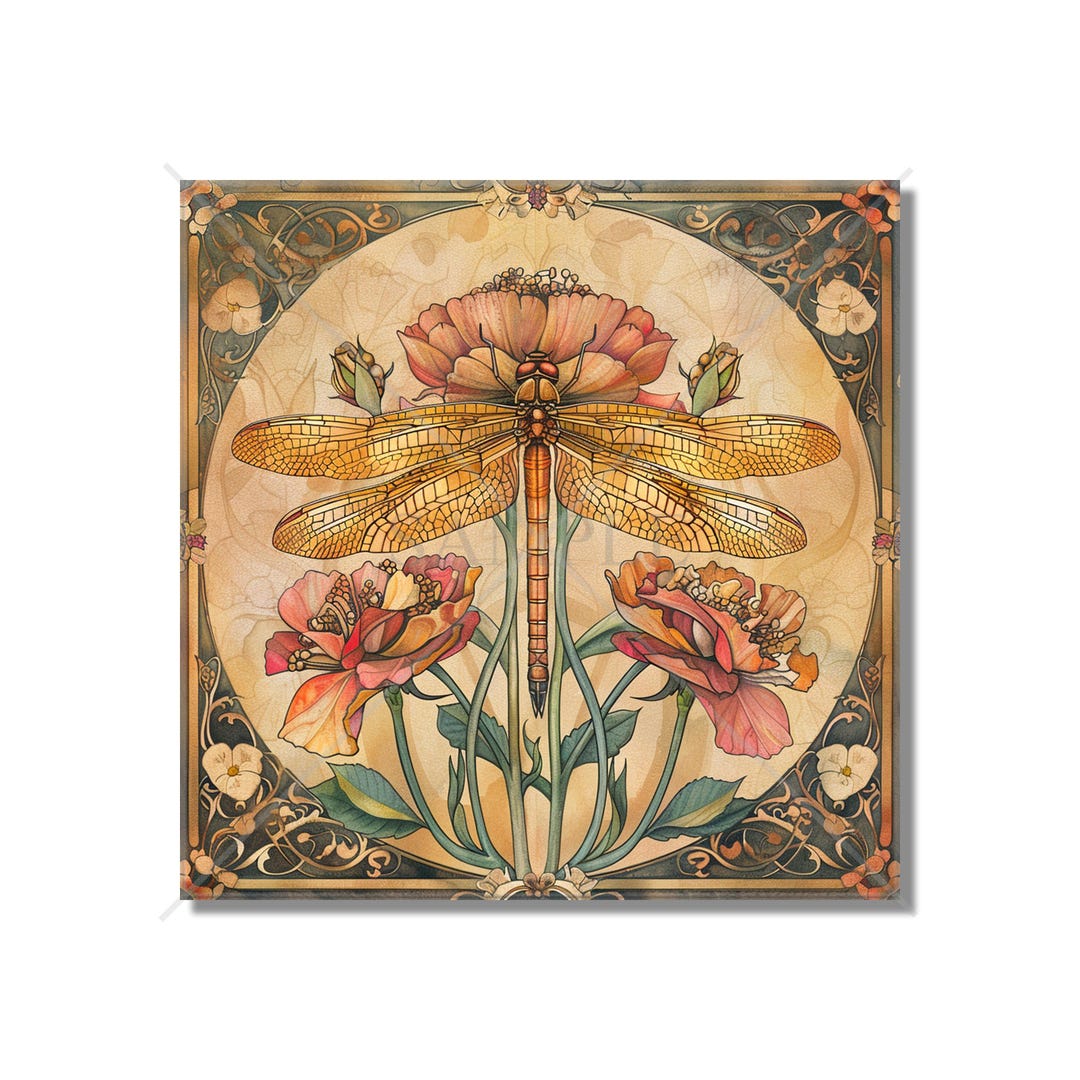 Vintage Dragonfly Design Ceramic Tile - Kitchen Backsplash Tile ...