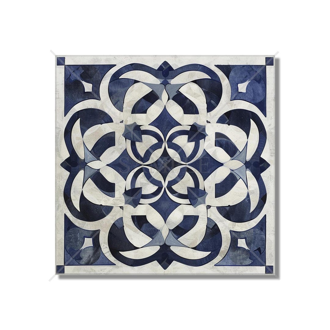 Navy Blue Ceramic Tile - Vintage Moroccan Tile Design - Kitchen ...