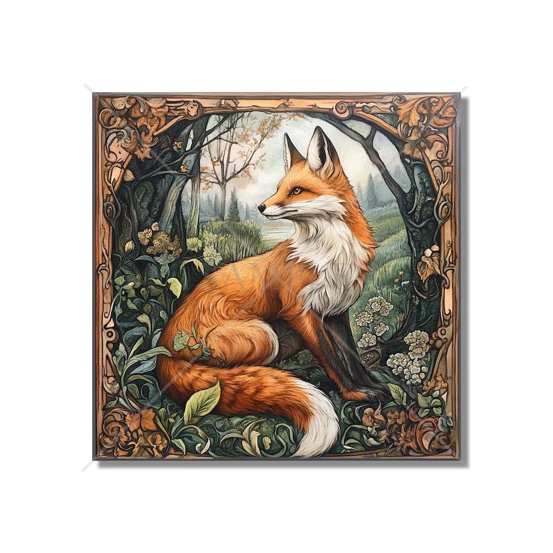 Fox Design Ceramic Tile - Vintage Woodland Fox Design Ceramic Tile ...
