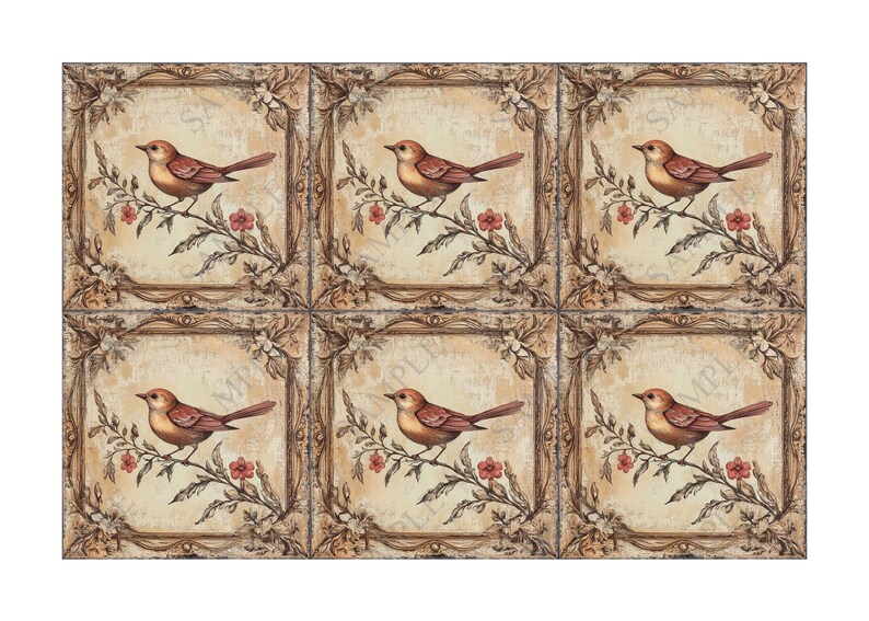 Vintage Bird Design Ceramic Tile - Ceramic Tiles With Birds - Bird ...