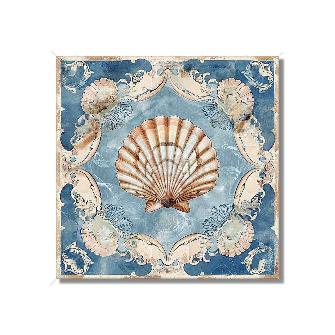 Beach Shell Design Ceramic Tile - Beach Kitchen Backsplash Tile - Beach ...