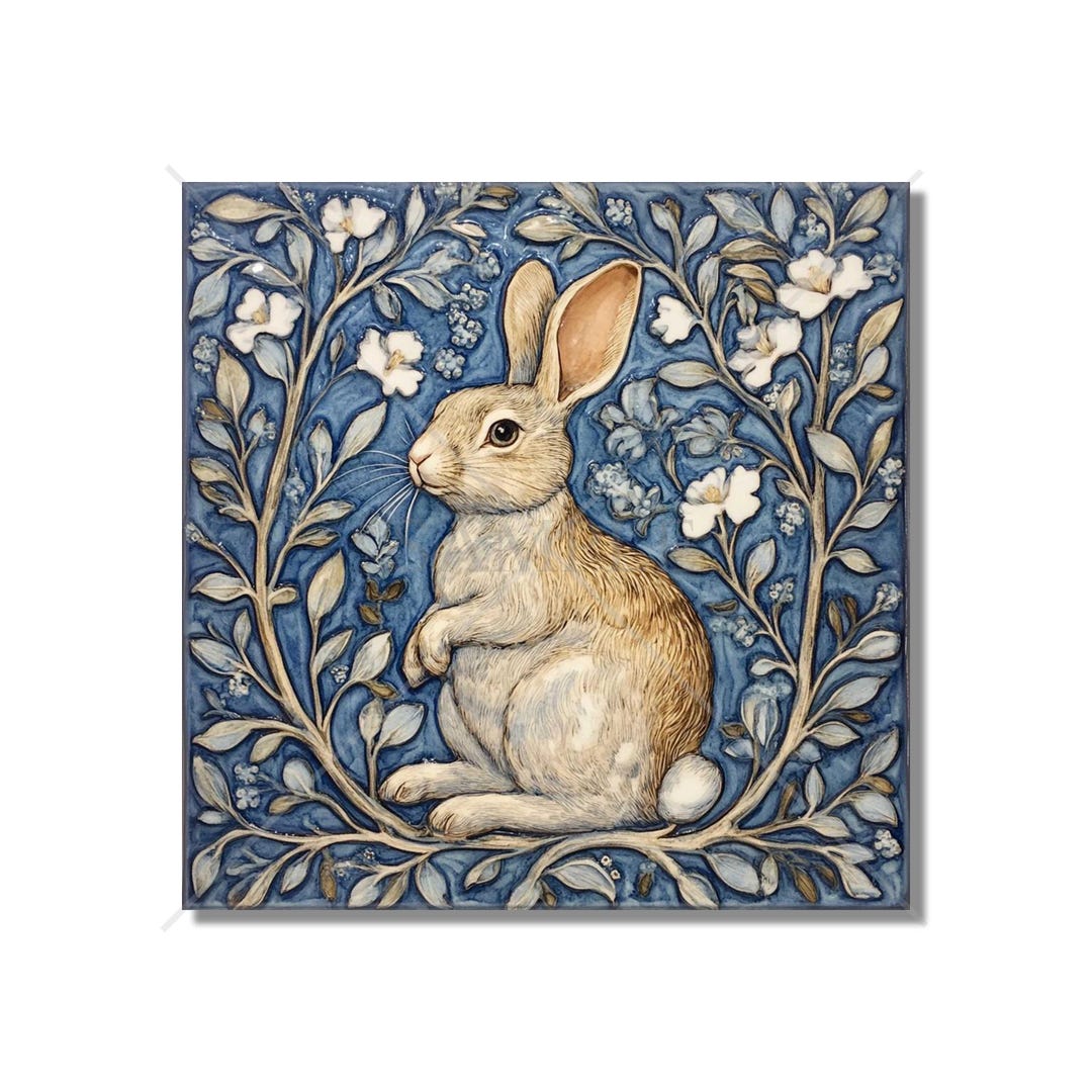 Bunny Rabbit Ceramic Tile - Vintage Design Rabbit Ceramic Tile - Rabbit ...