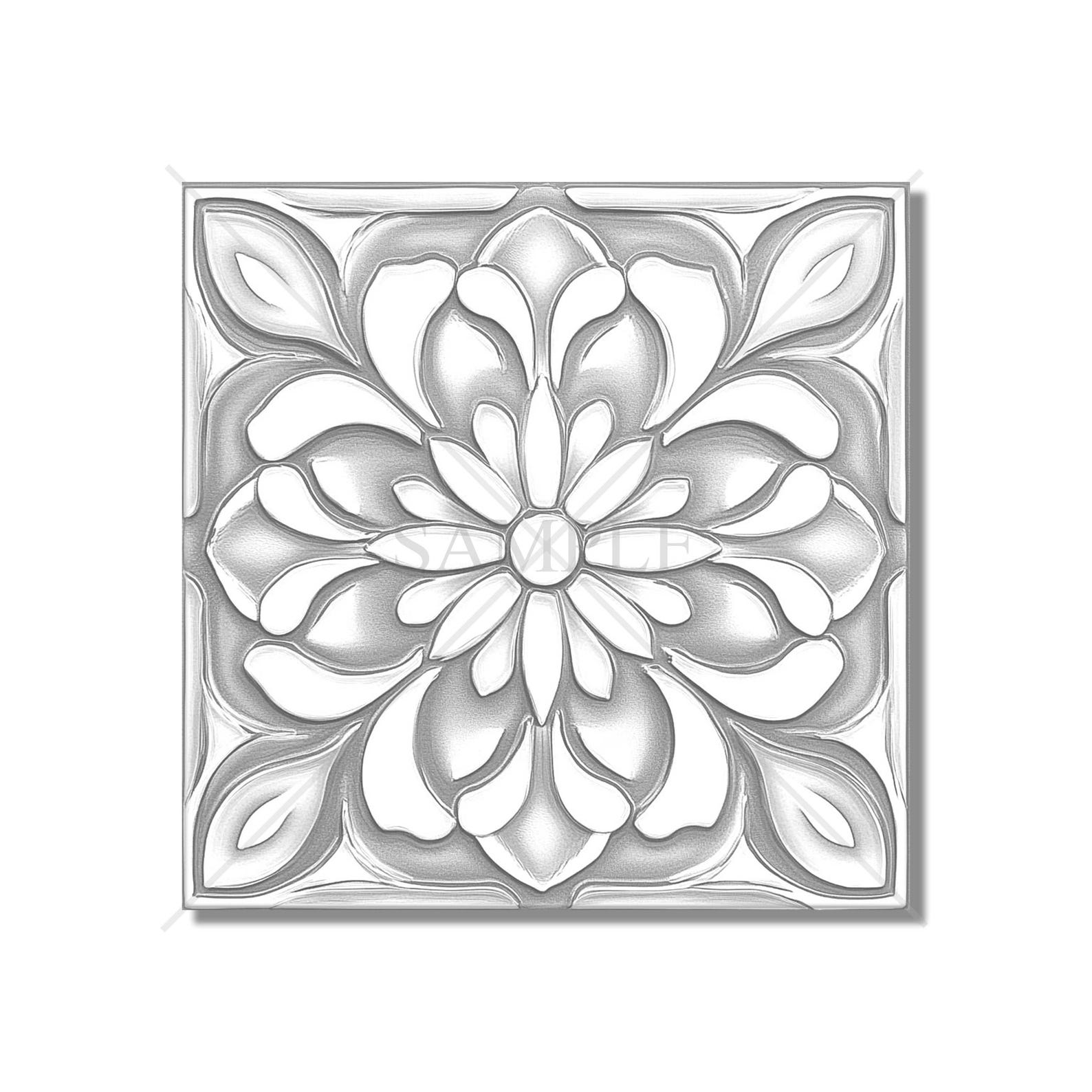 Ceramic Tile Gray Patterned Vintage Design Grey Ceramic Tiles - Grey ...