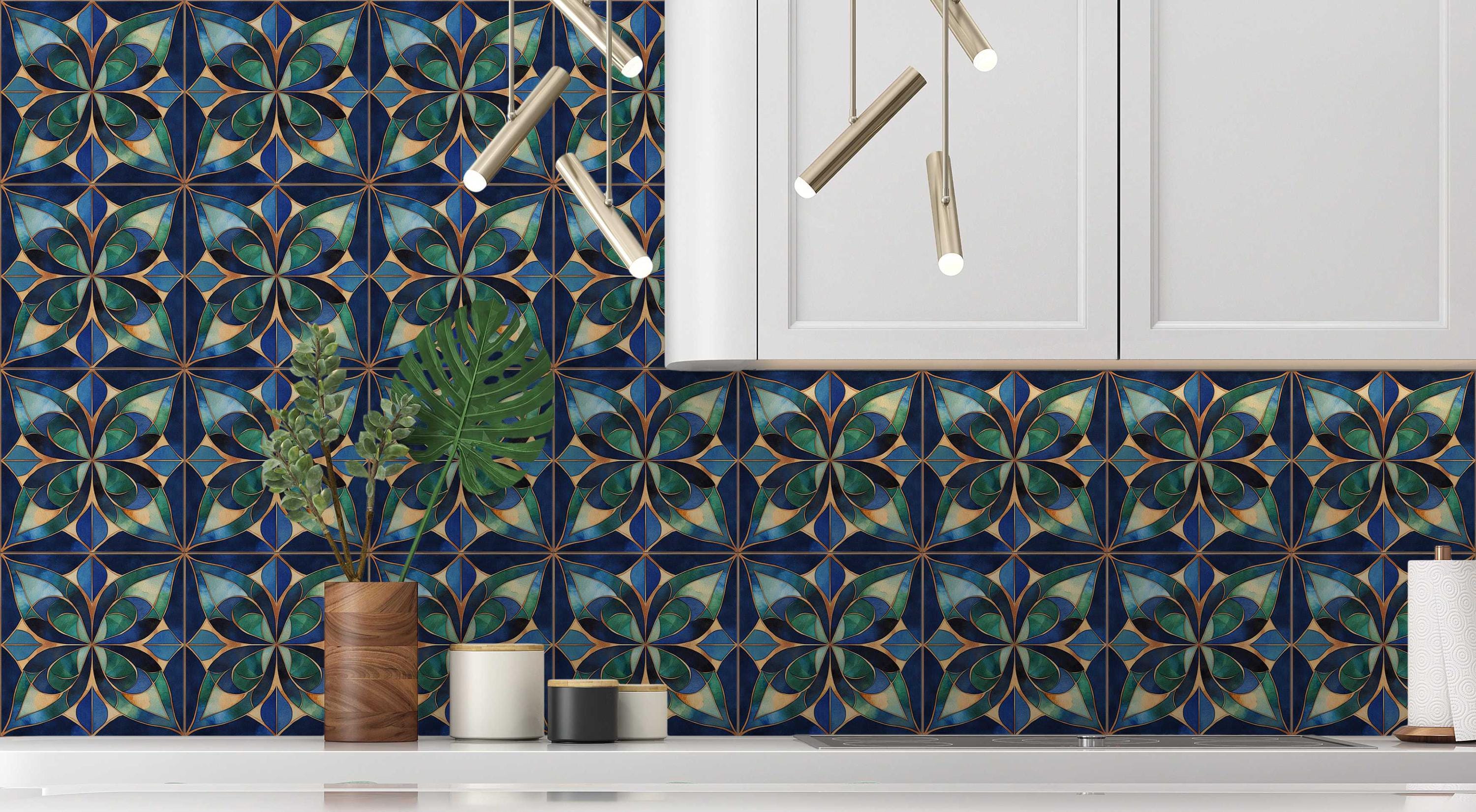 Modern Blue and Green Ceramic Tile - Design Kitchen Backsplash Tile ...