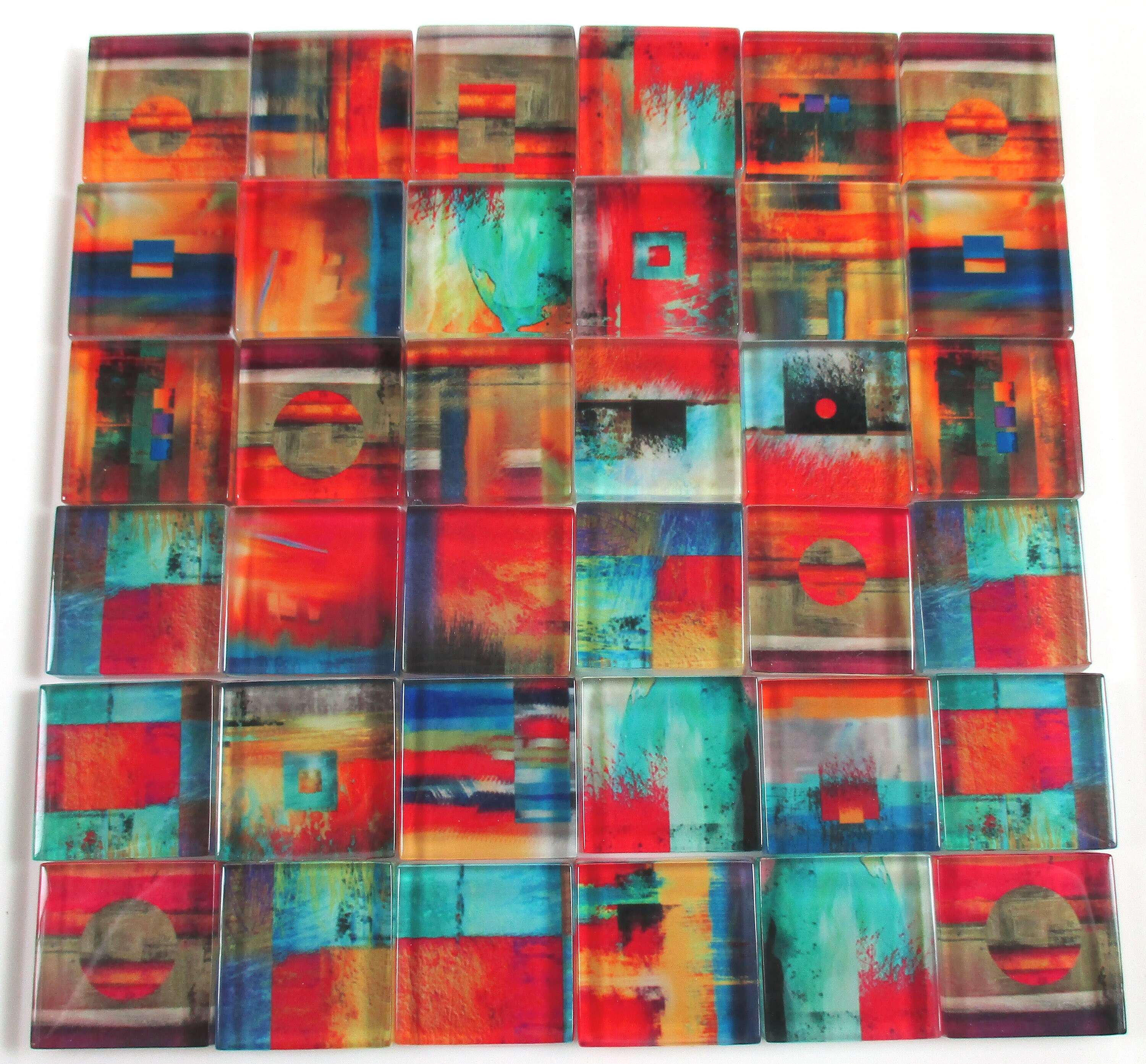 Abstract Art Mixed Designs Glass Mosaic Tiles Bright Colors - Etsy