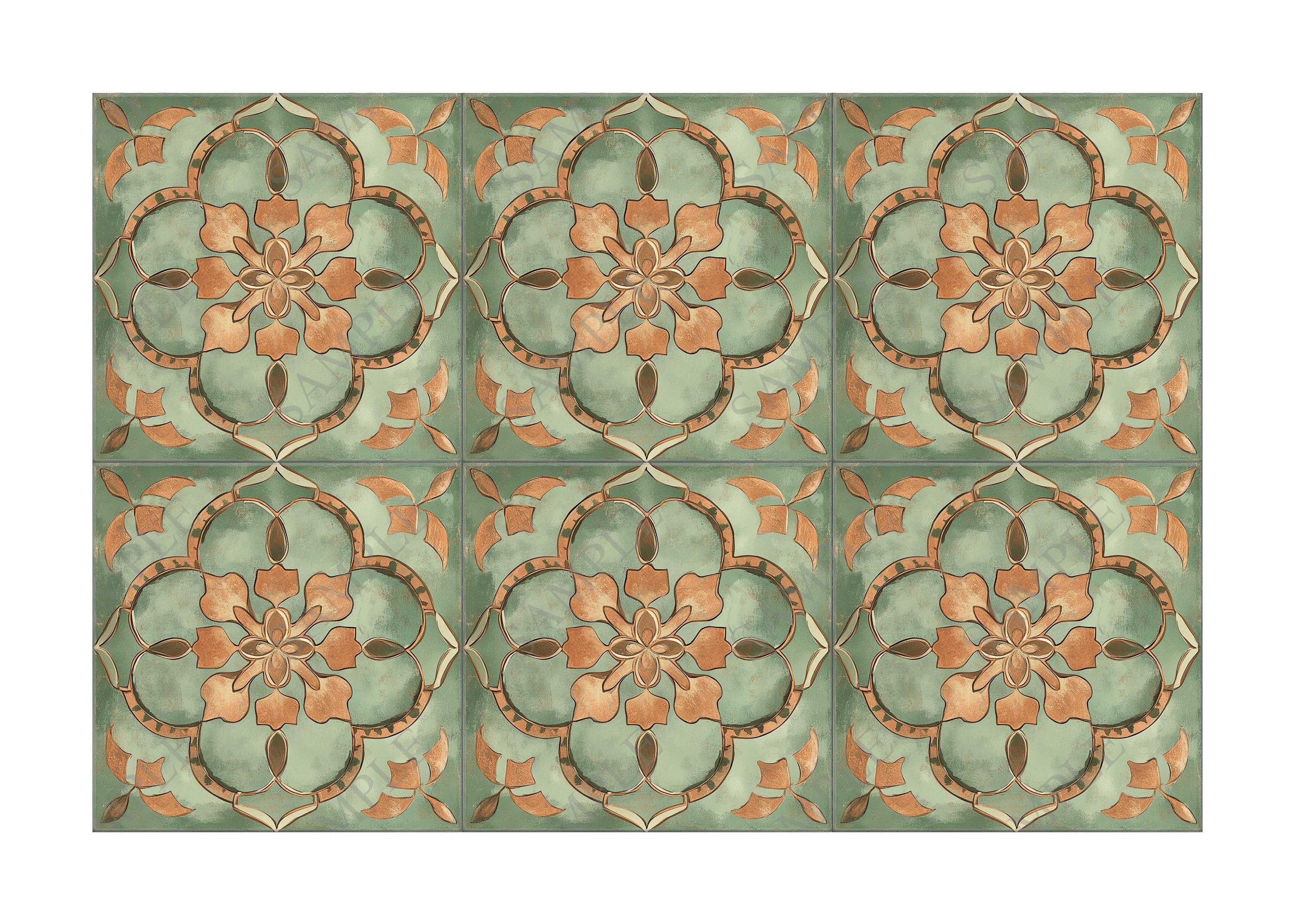 Aged Green Copper Ceramic Tile - Vintage Aged Design Tile - Unique ...