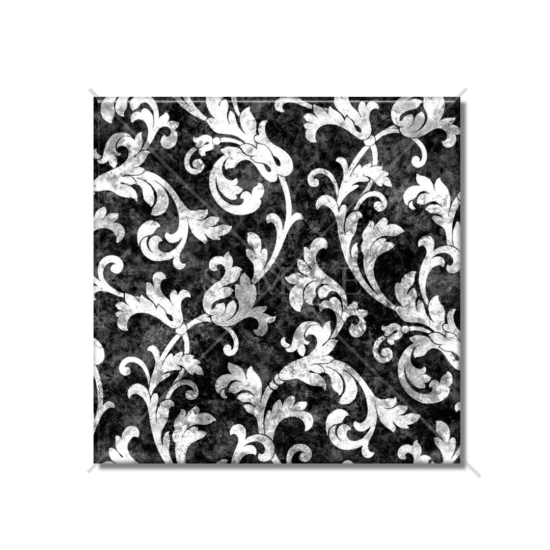 Decorative Black and White Ceramic Tile - Leaves and Vines Kitchen ...