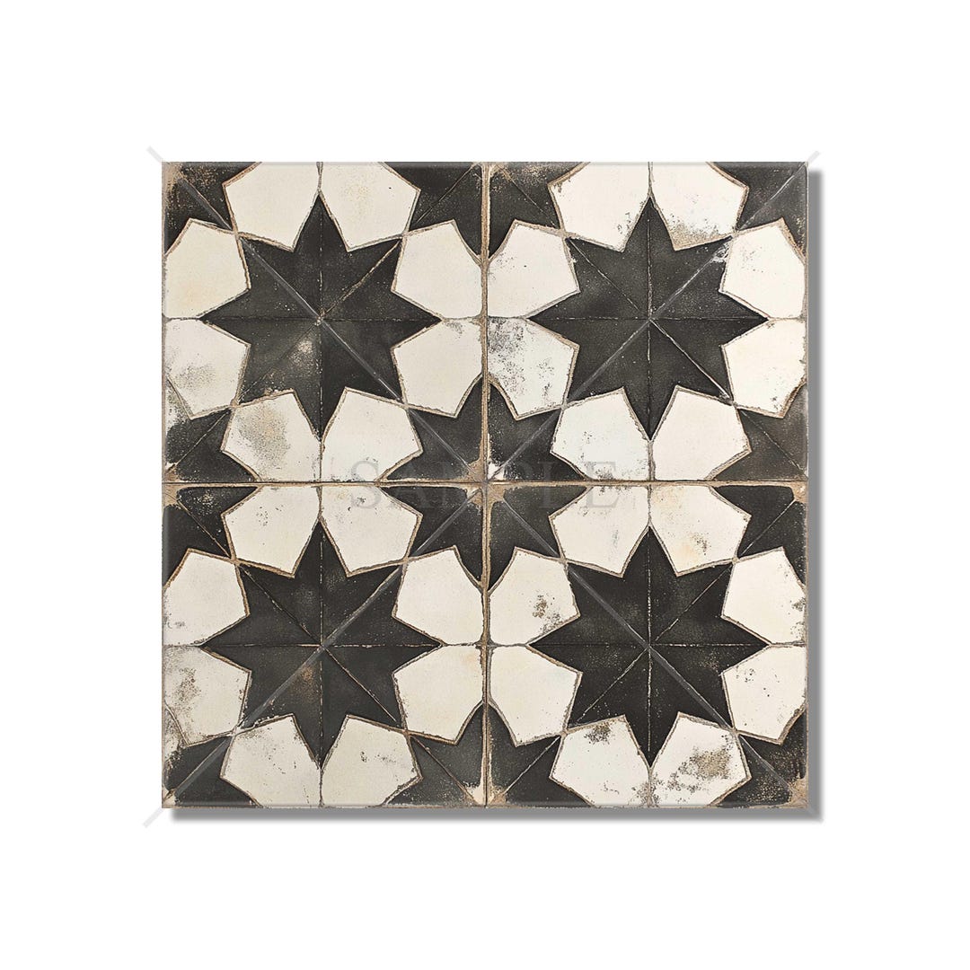 Rustic Black and off White Ceramic Tile - Patterned Ceramic Tile ...