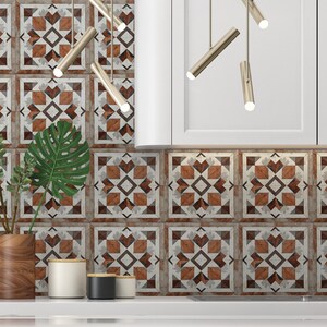 Mid-century Modern Design Tile Rust Copper Black Kitchen Backsplash ...