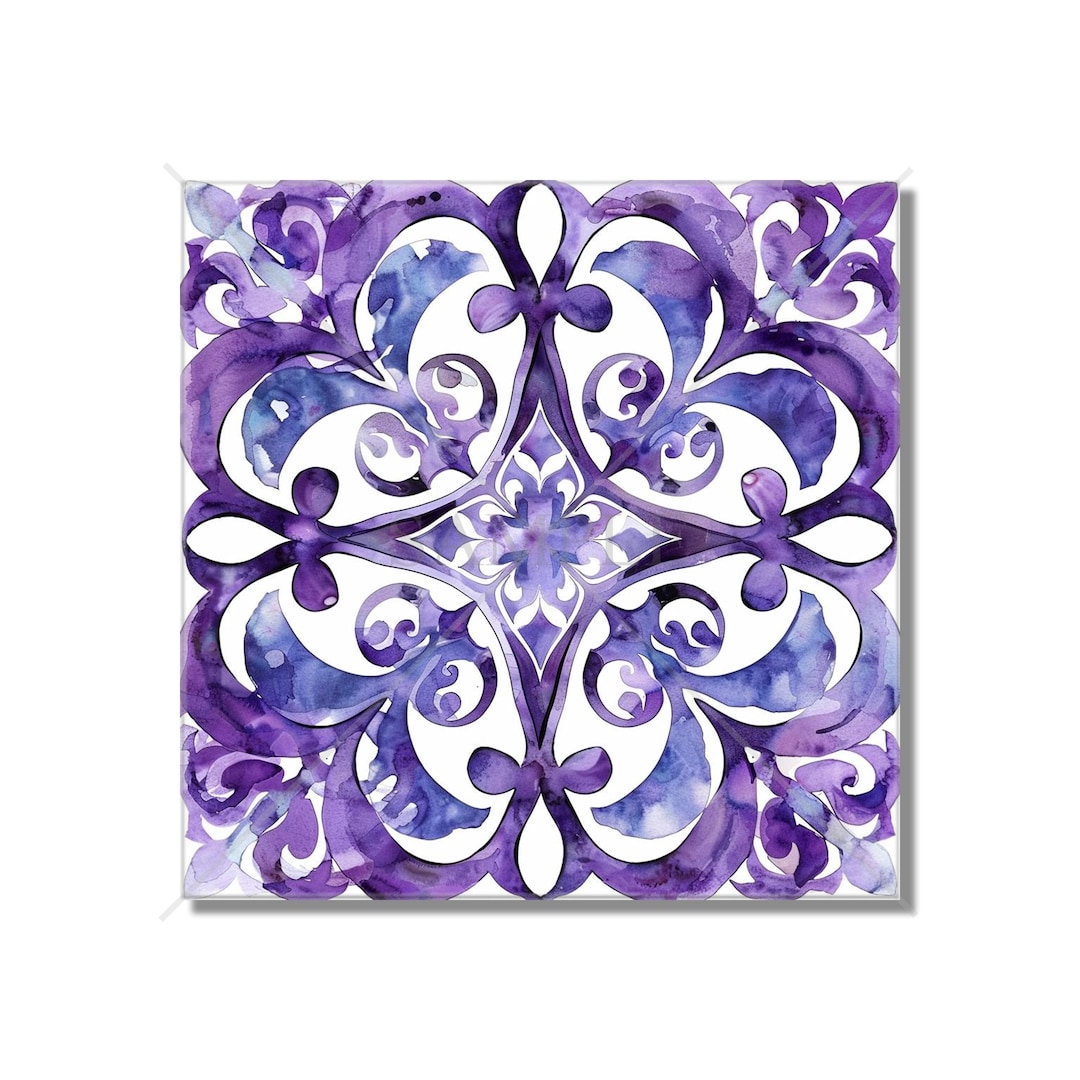 Purple and White Ceramic Tile - Purple Kitchen Backsplash Tile - Purple ...