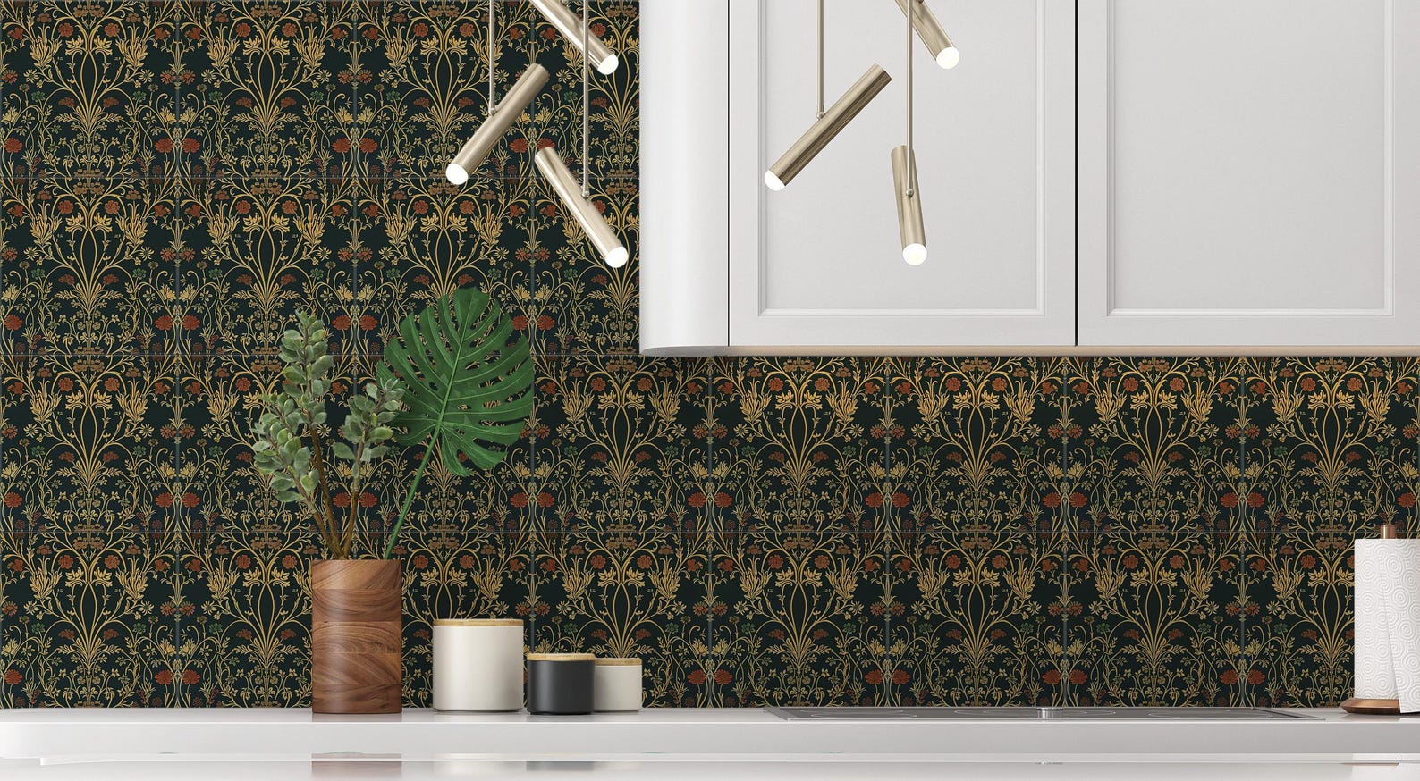 Moody Floral William Morris Design Ceramic Tile Art Nouveau Kitchen ...