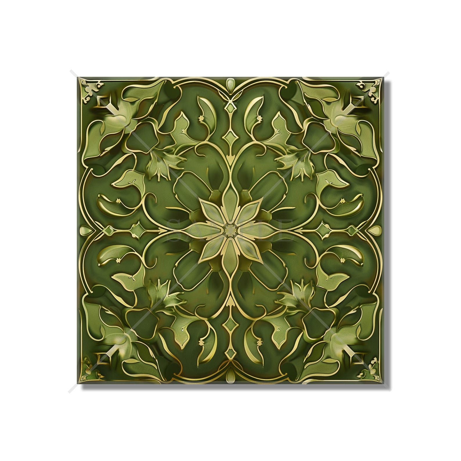 Olive Green Ceramic Tile - Vintage Moroccan Tile Design - Green Kitchen ...
