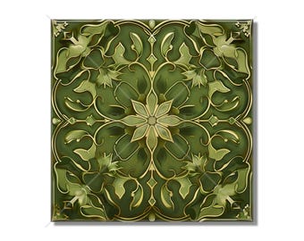 Green Tones Moroccan Ceramic Tile Design - Green Kitchen Backsplash ...