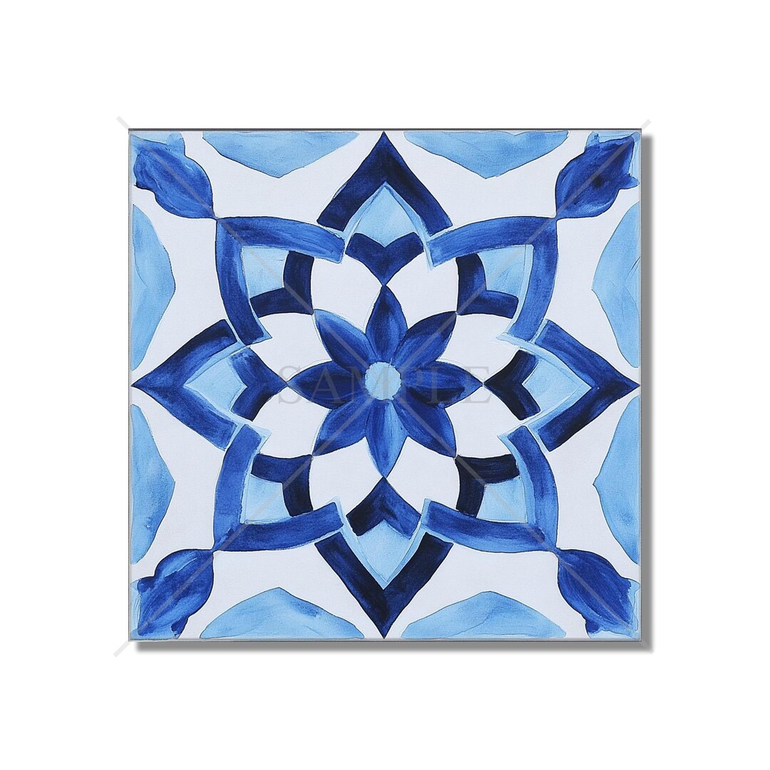Blue Patterned Ceramic Tile - Unique Blue Kitchen Backsplash Tile ...