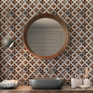 Unique Patterned Ceramic Tile - Rust Copper Black Kitchen Backsplash ...