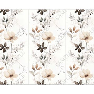 Botanical Floral Ceramic Tile - Botanical Kitchen Backsplash Tile ...