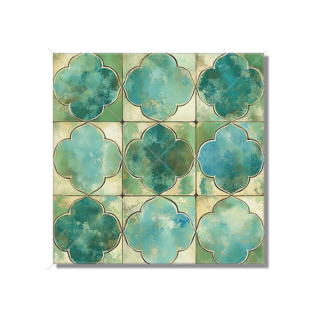 Blue Green Ceramic Tile Vintage Moroccan Tile Design Patterned Kitchen ...
