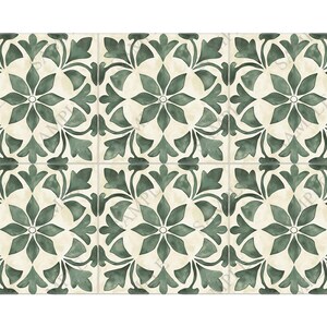 Green Patterned Ceramic Tile - Unique Patterned Green Kitchen ...