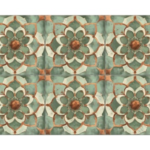 Aged Green Copper Ceramic Tile - Vintage Aged Design Tile - Unique ...