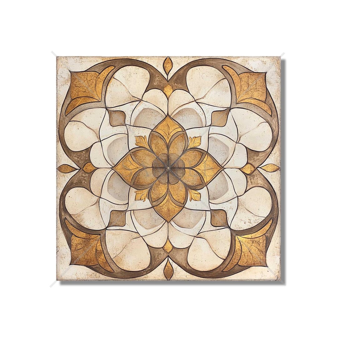 Beige Tan Ceramic Tile Vintage Design Patterned Kitchen Tile Patterned ...